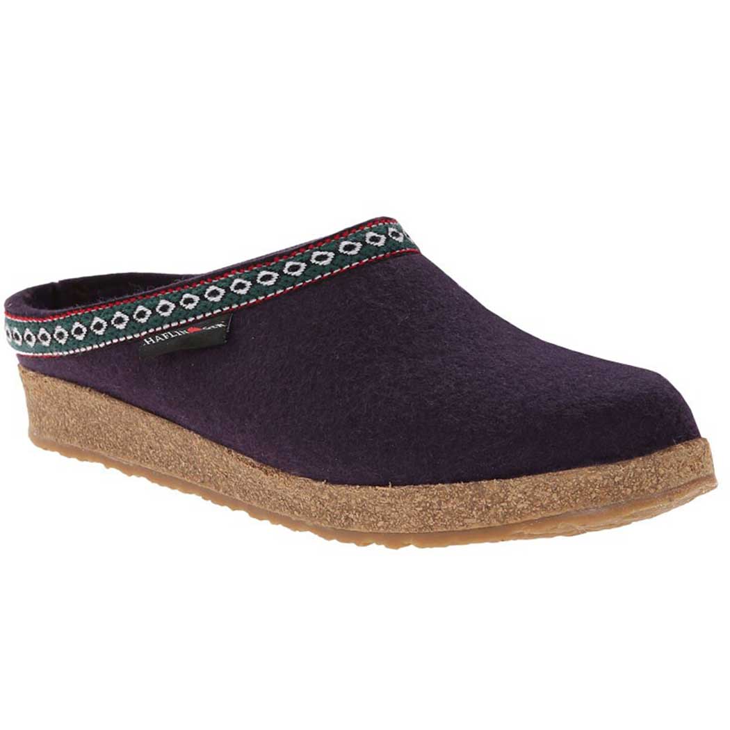 Haflinger GZ12 Classic Wool Grizzly Clog Eggplant (Women's)